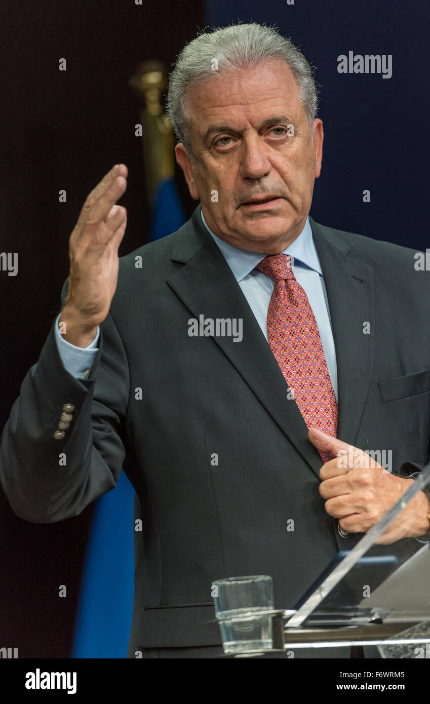 Brussels, Belgium. 20th Nov, 2015. Greek Dimitris Avramopoulos European ...