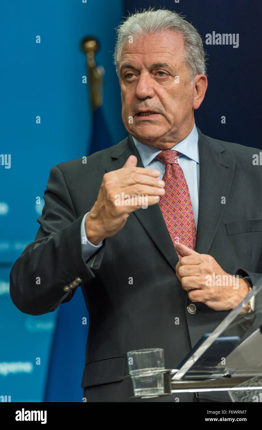 Brussels, Belgium. 20th Nov, 2015. Greek Dimitris Avramopoulos European ...