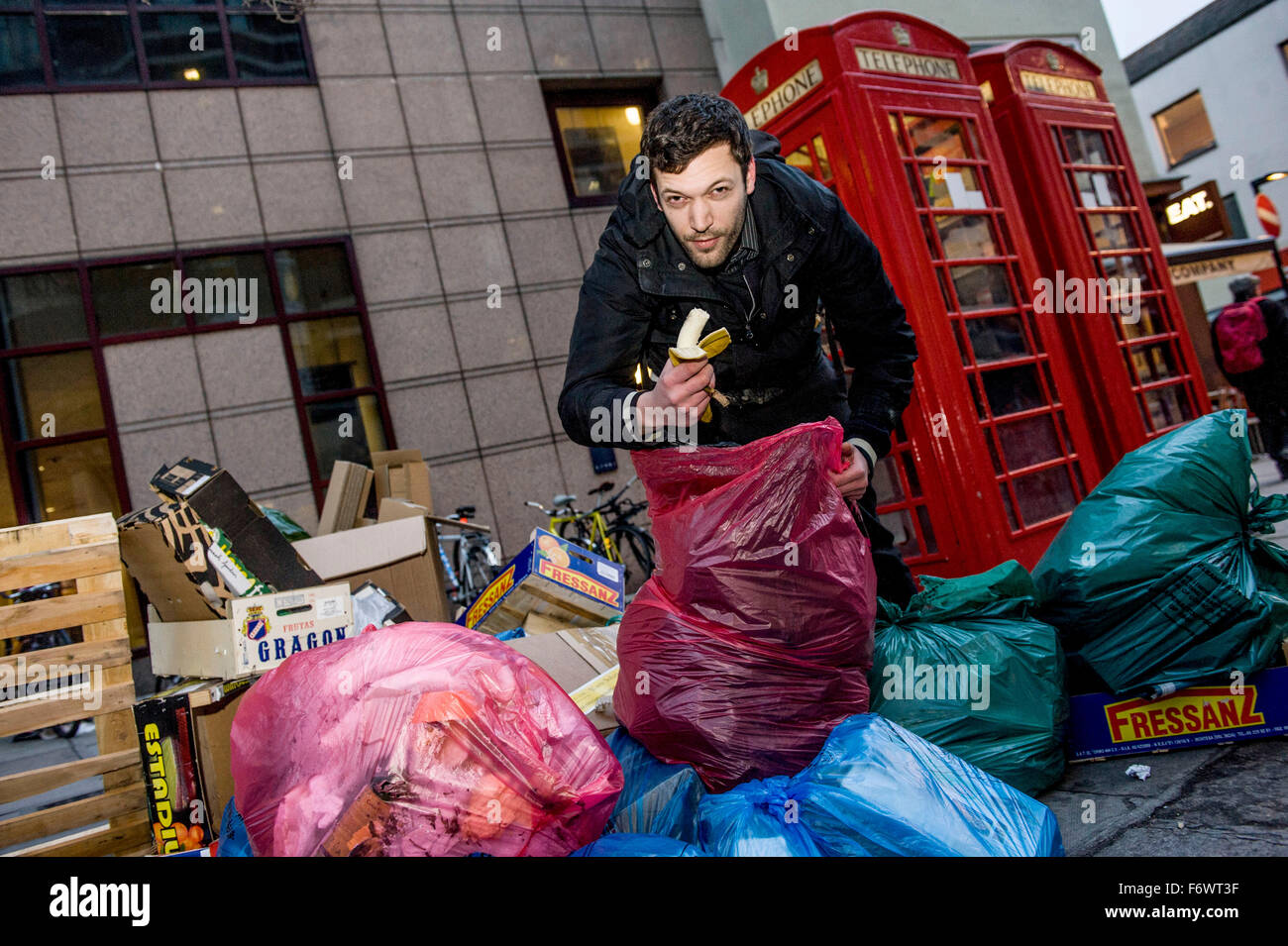 scavenging for edible food waste , Stratton Ground , London Sw1 and ...