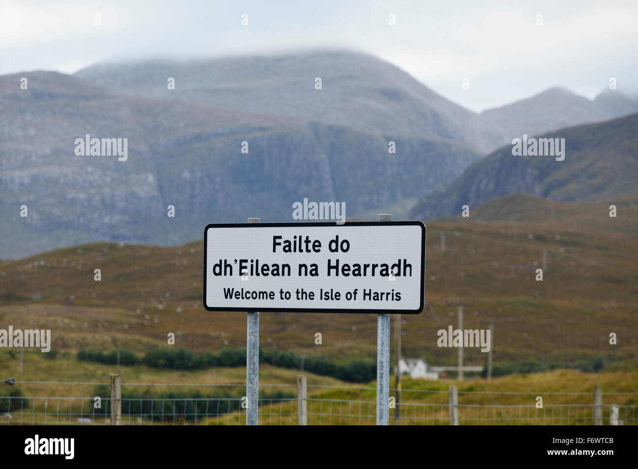 Border sign, Isle of Lewis and Harris. Outer Hebrides, Scotland Stock ...
