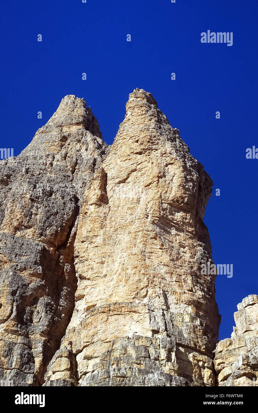 Dolomites, Dolomiti. The Tre Cime di Lavaredo, the Yellow edge. The Tre ...