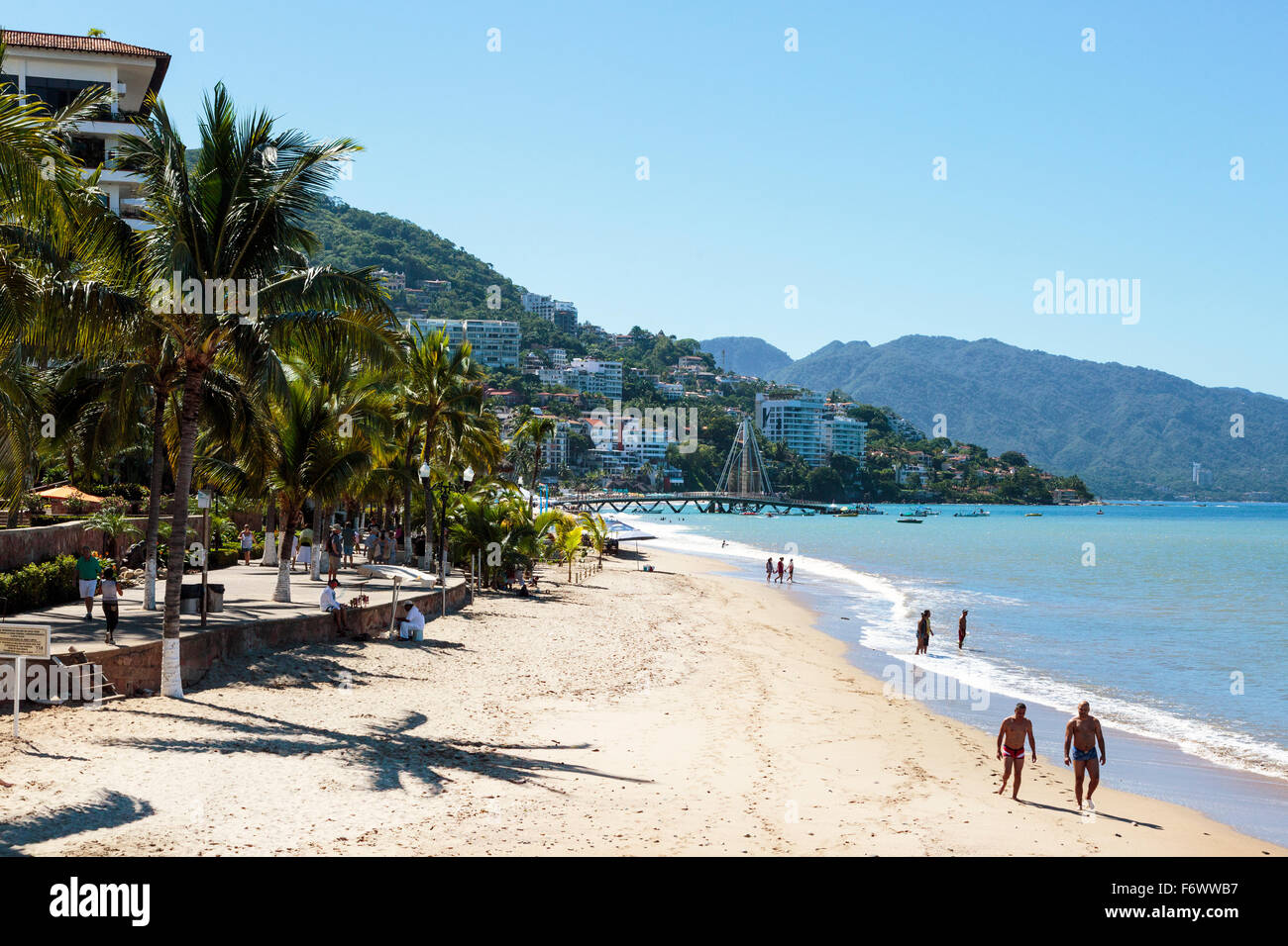 Beach at Zona Romantica, old town of Puerto Vallarta, Mexico Stock ...