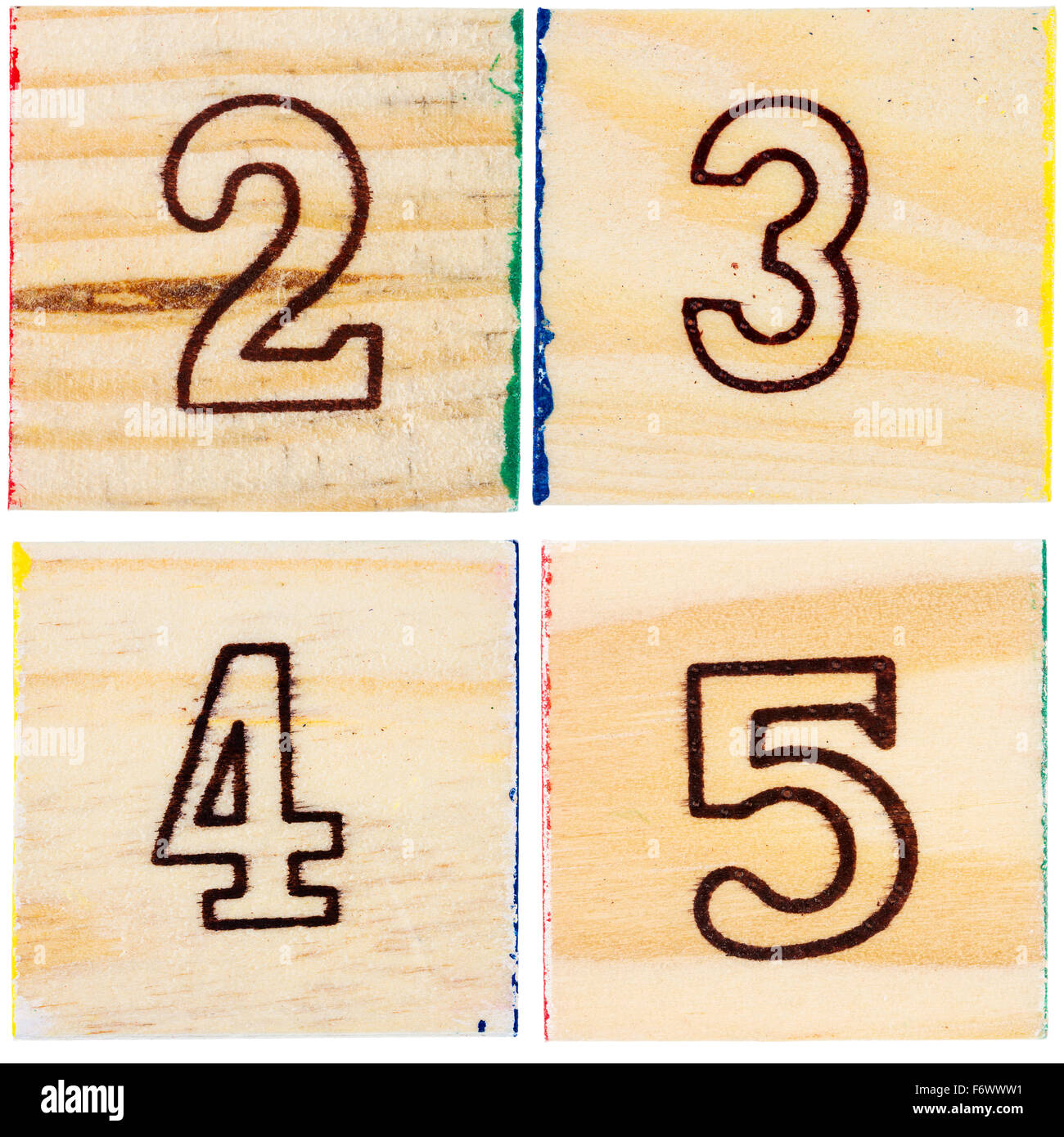 Wooden toy blocks with numbers isolated on white background Stock Photo ...