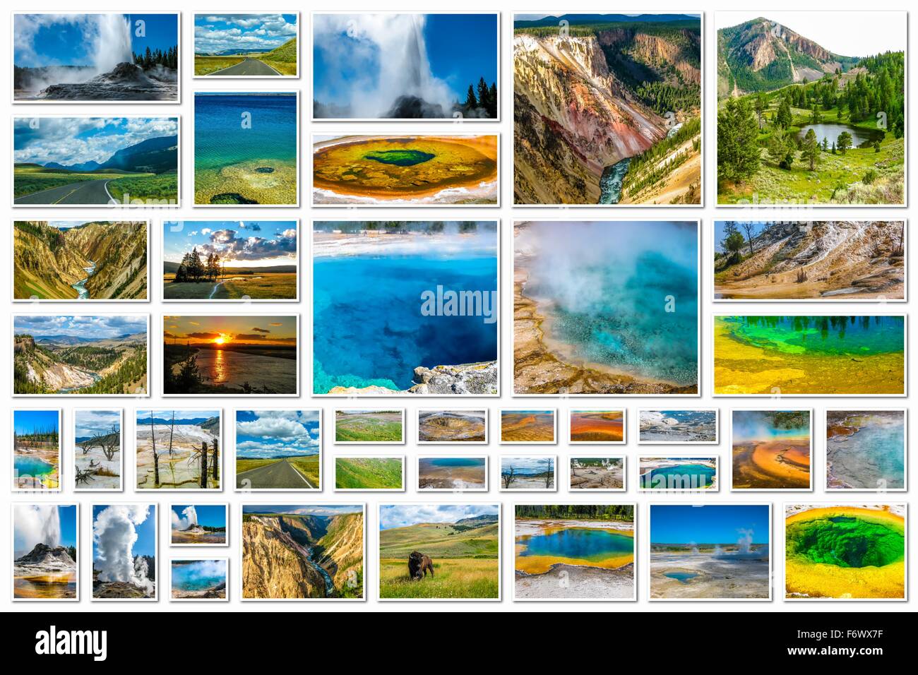 Yellowstone aerial view collage Stock Photo - Alamy