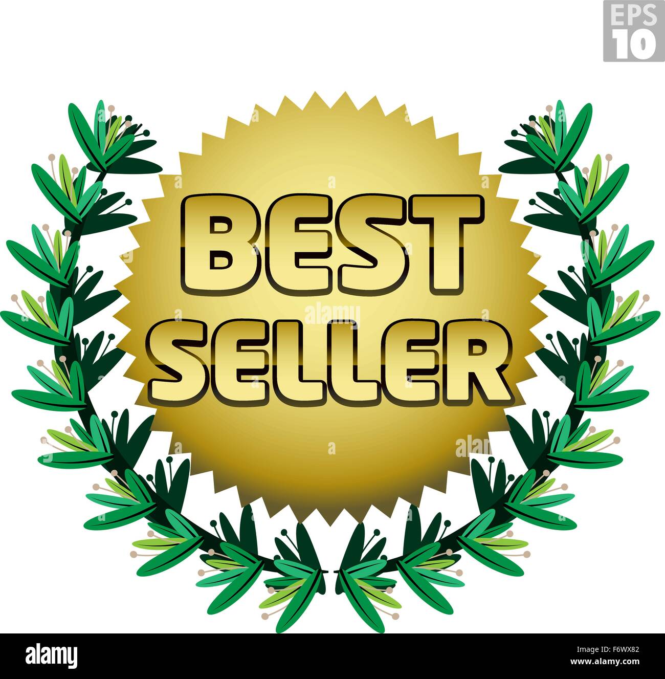 Wreath with gold Best Seller burst, badge, award or accolade Stock ...