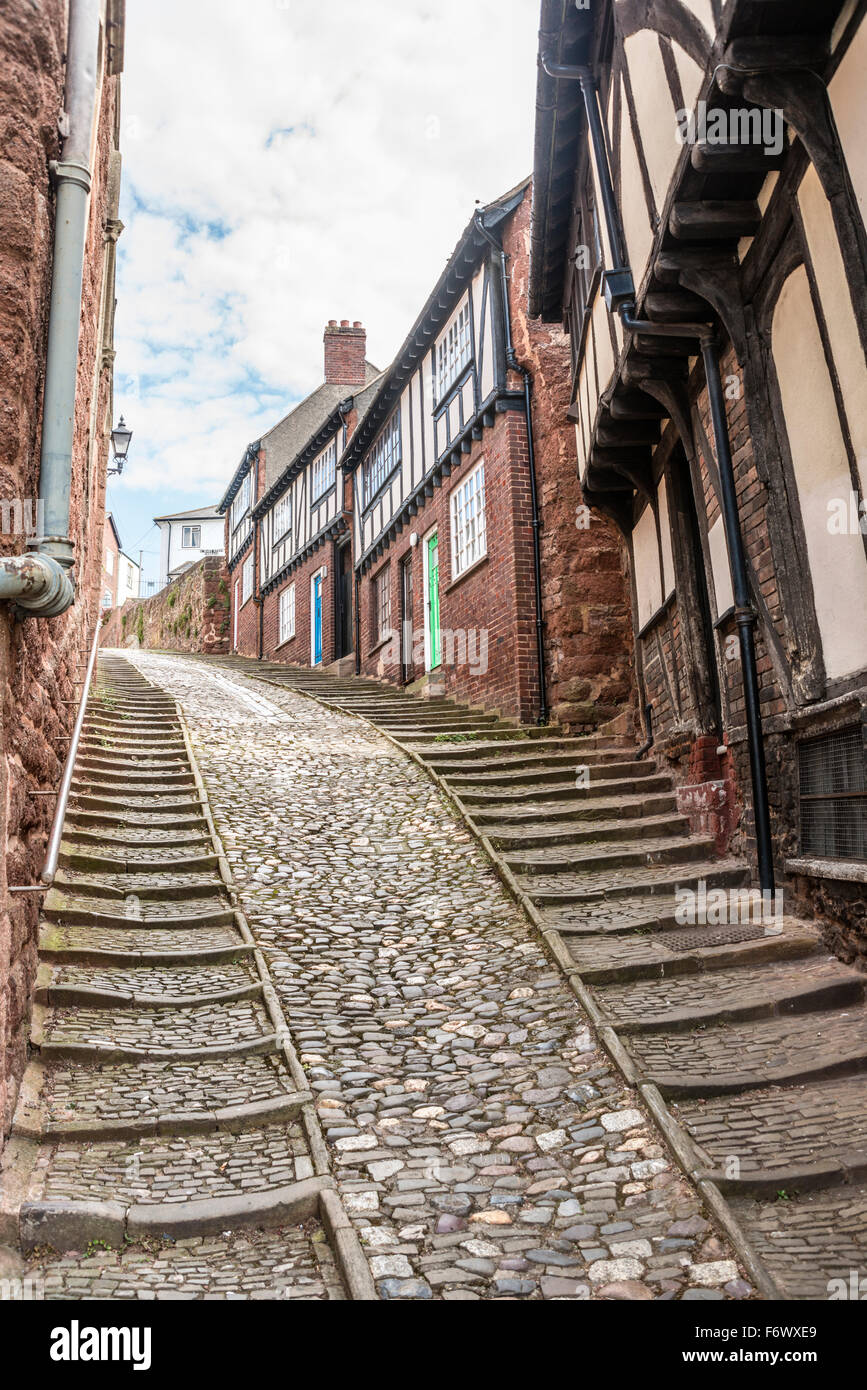 Half-timbered house at Stepcote Hill in the old town of Exeter, Devon ...