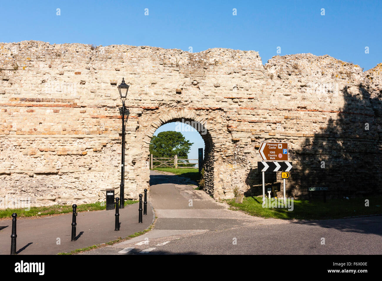 England, Pevensey. Roman Saxon Shore fort, castle. East gateway, circa ...