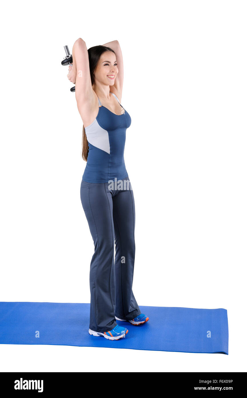 Standing Triceps Extension Dumbbell Workout Stock Photo - Alamy