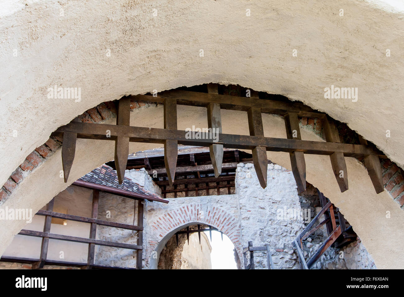 Rasnov, Romania - July 04, 2015: The stone walls of the Peasants ...