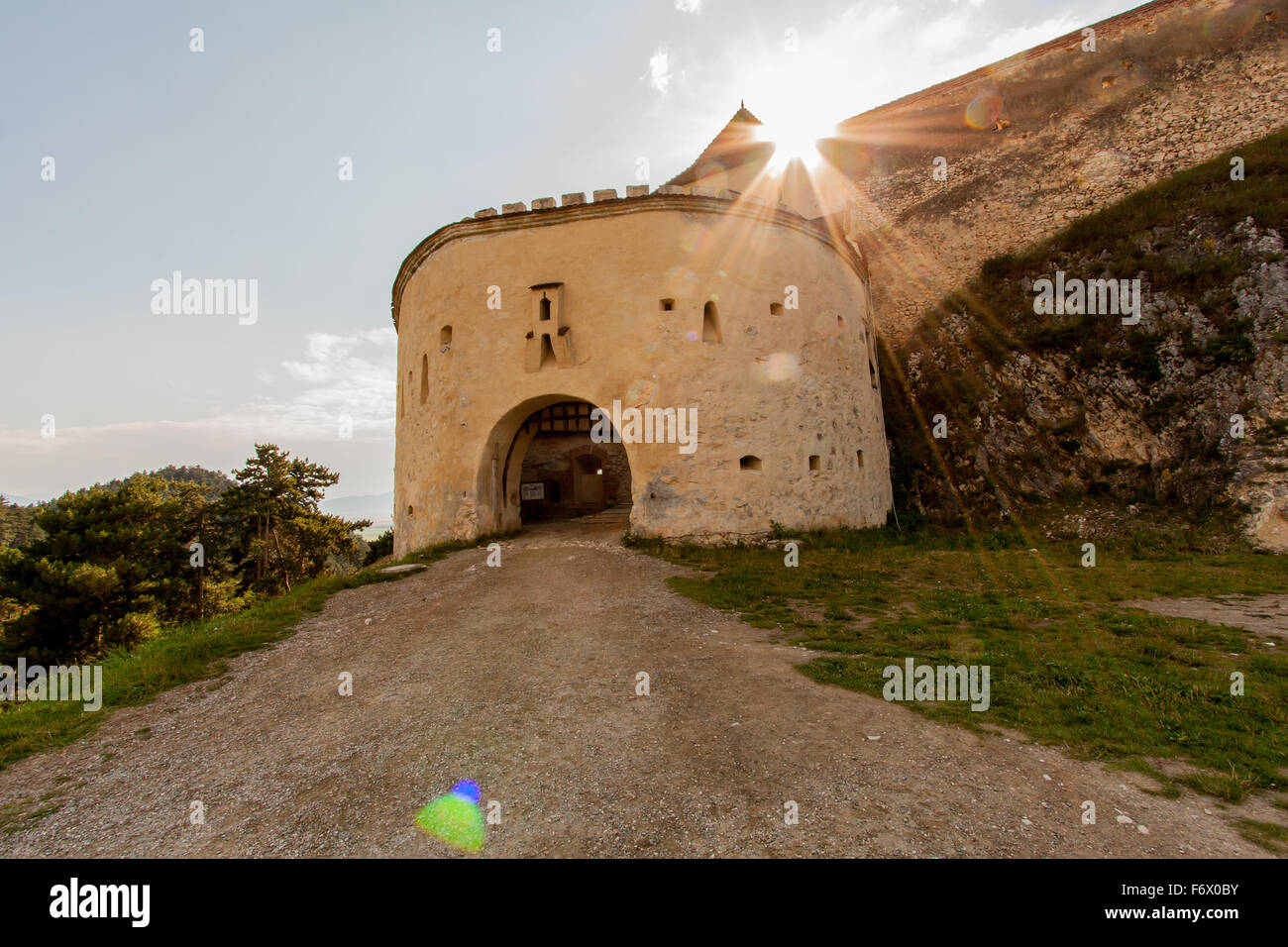 Rasnov, Romania - July 04, 2015: The stone walls of the Peasants ...