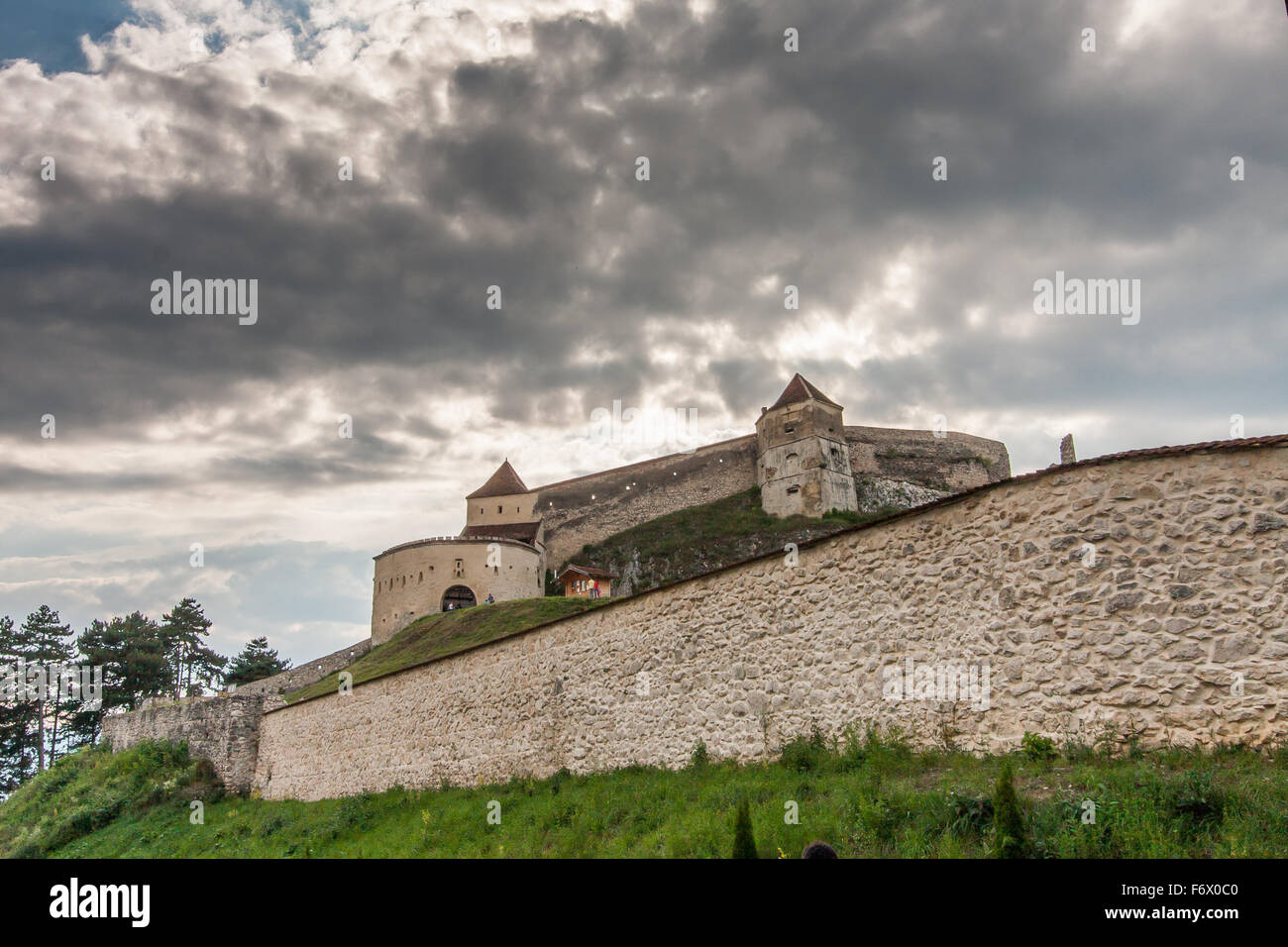 Rasnov, Romania - July 04, 2015: The stone walls of the Peasants ...