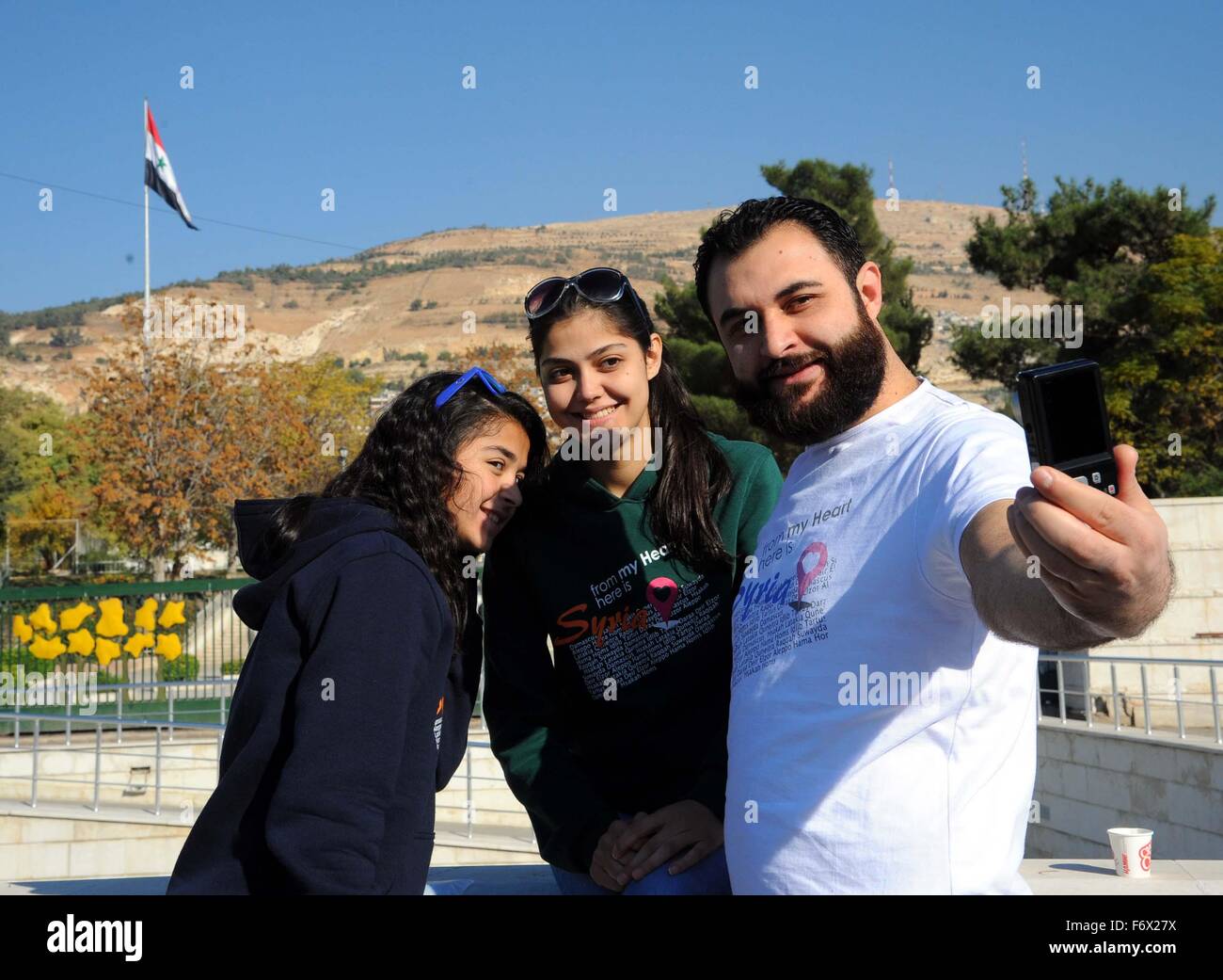 Damascus, Syria. 20th Nov, 2015. A Syrian takes a selfie with his ...