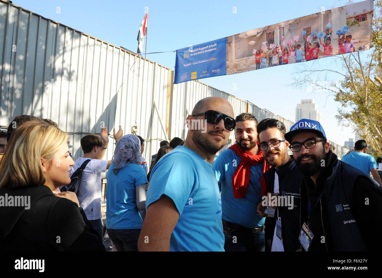 Damascus, Syria. 20th Nov, 2015. Syrians take part in a long walk as ...