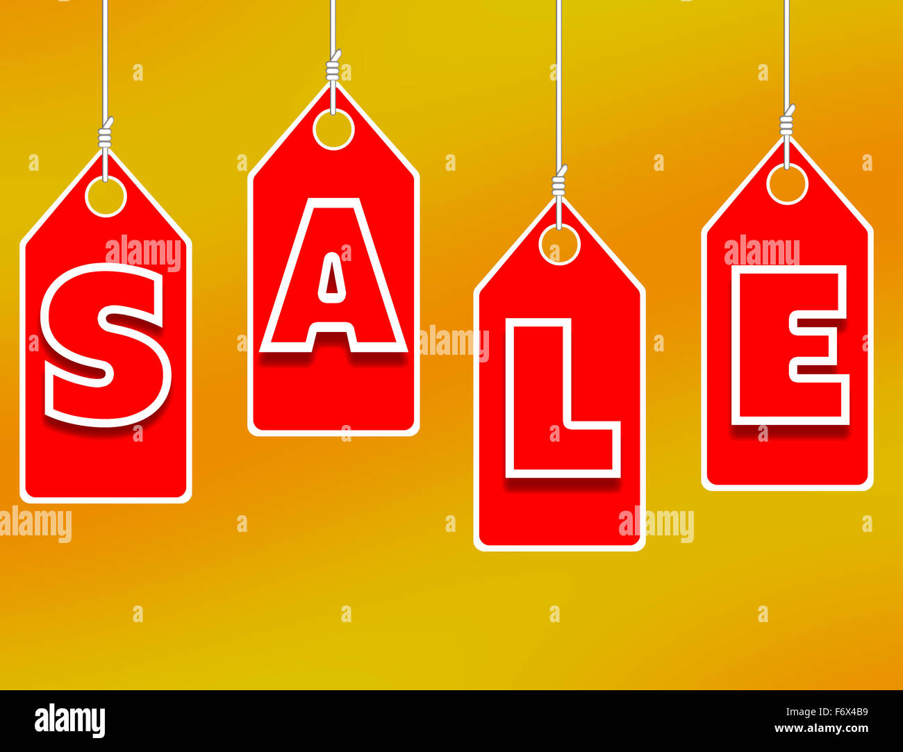Sale sign over a yellow background Stock Photo - Alamy