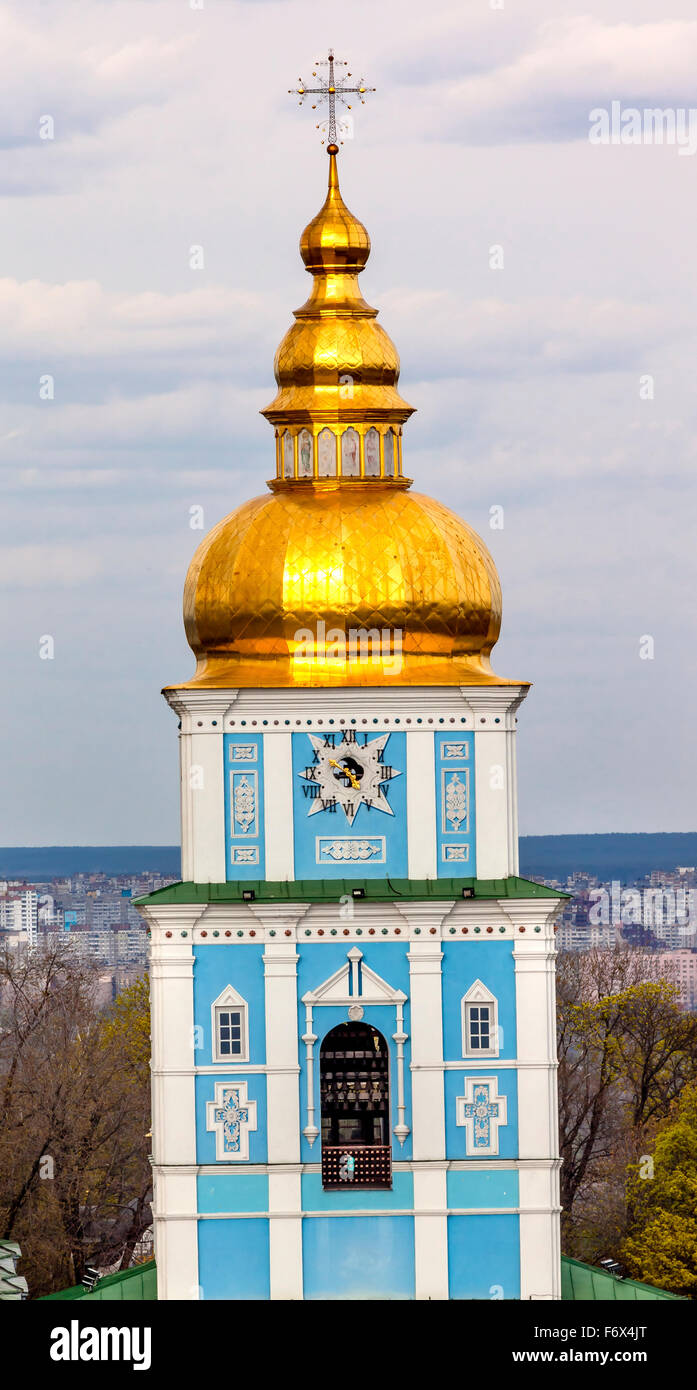 Saint Michael Monastery Cathedral Tower Golden Domes Kiev Ukraine ...