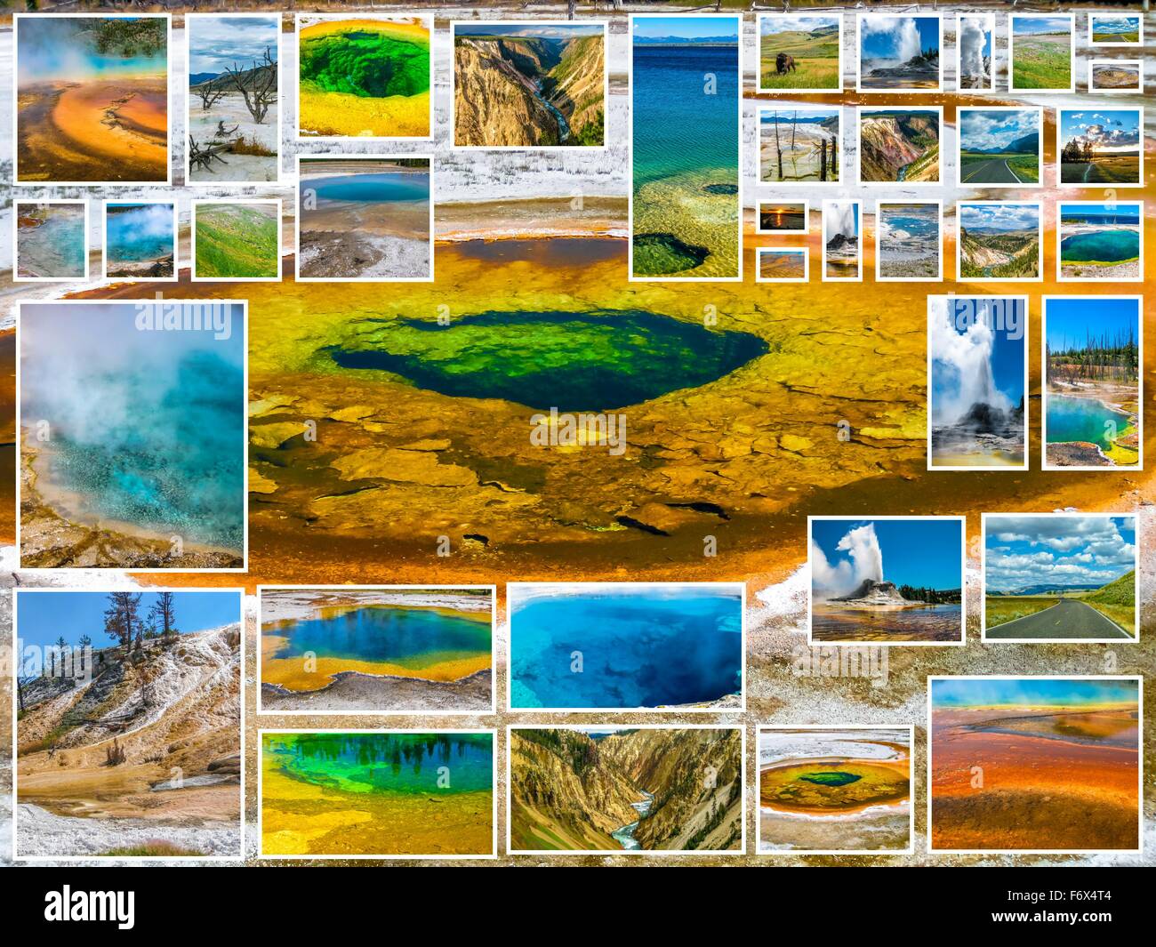 Morning Glory Pool Collage Stock Photo - Alamy