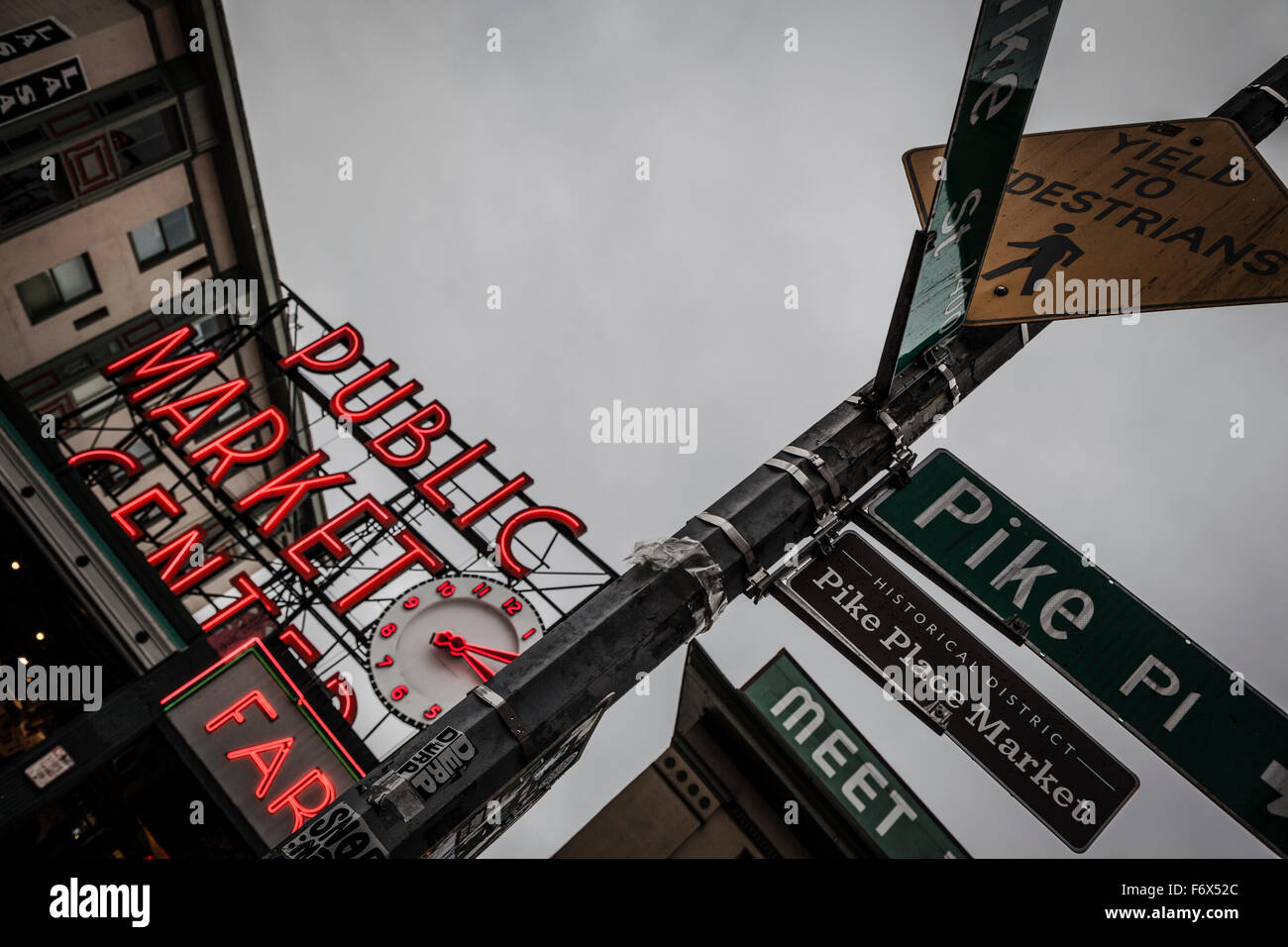 Public Market Neon Sign, Seeattle Washington State Stock Photo - Alamy