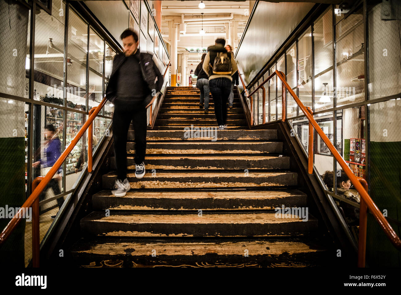 Stairs inside the Public Market, Seattle, Washington State Stock Photo ...