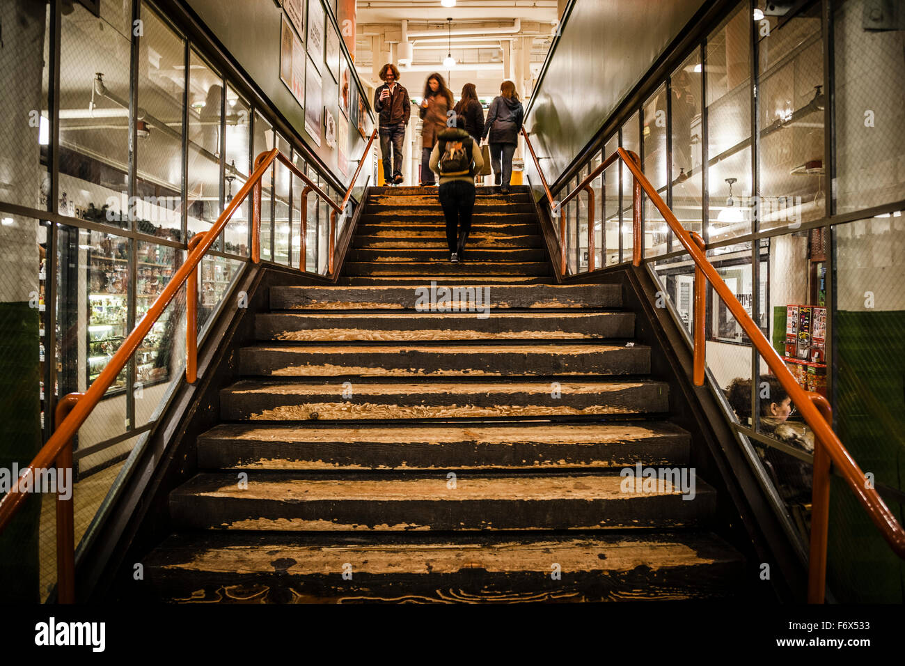 Stairs inside the Public Market, Seattle, Washington State Stock Photo ...