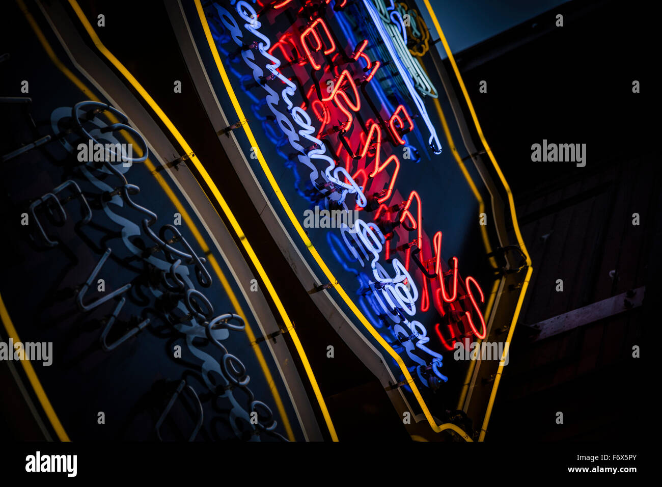 Restaurant neon sign, Seattle, Washington state Stock Photo - Alamy