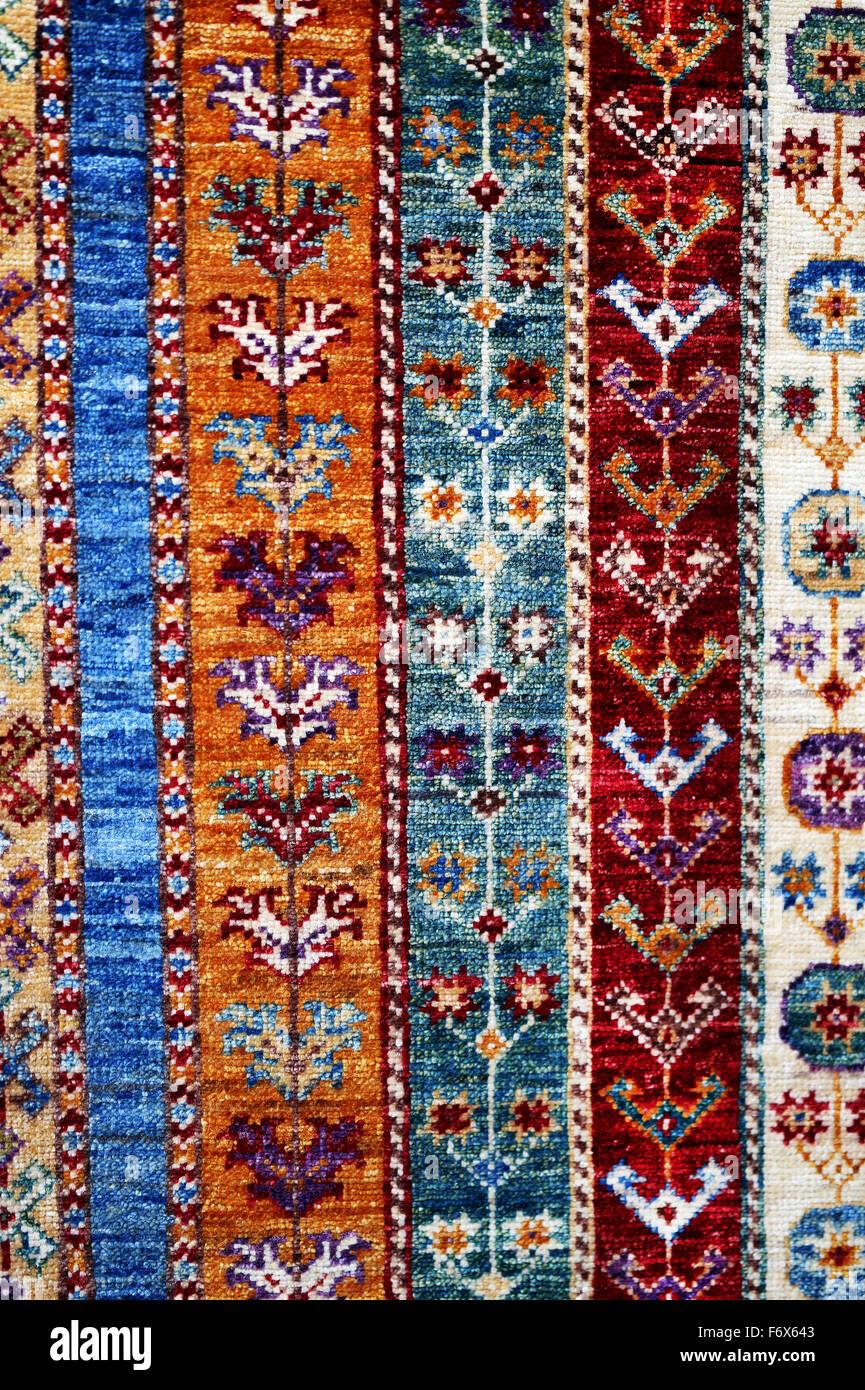 Beautiful colorful Turkish carpets photographed close up Stock Photo ...