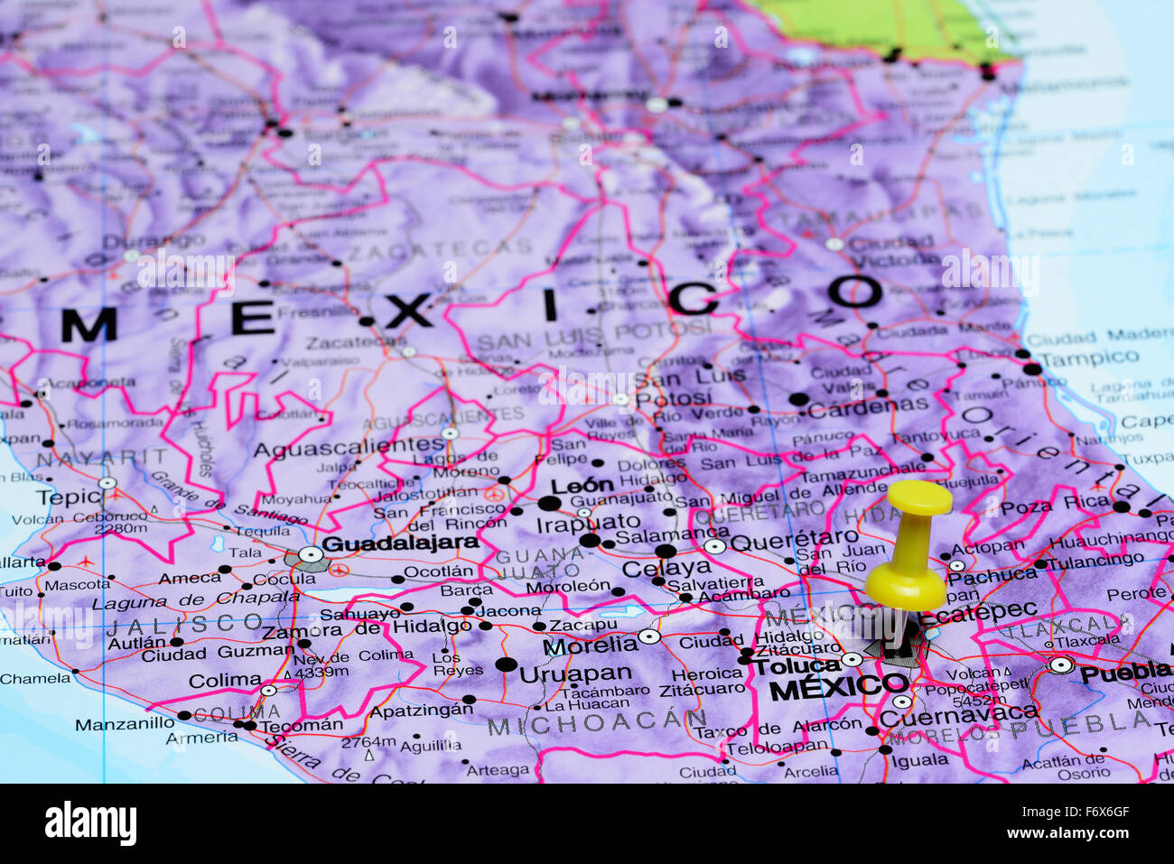 Mexico city pinned on a map of Mexico Stock Photo - Alamy