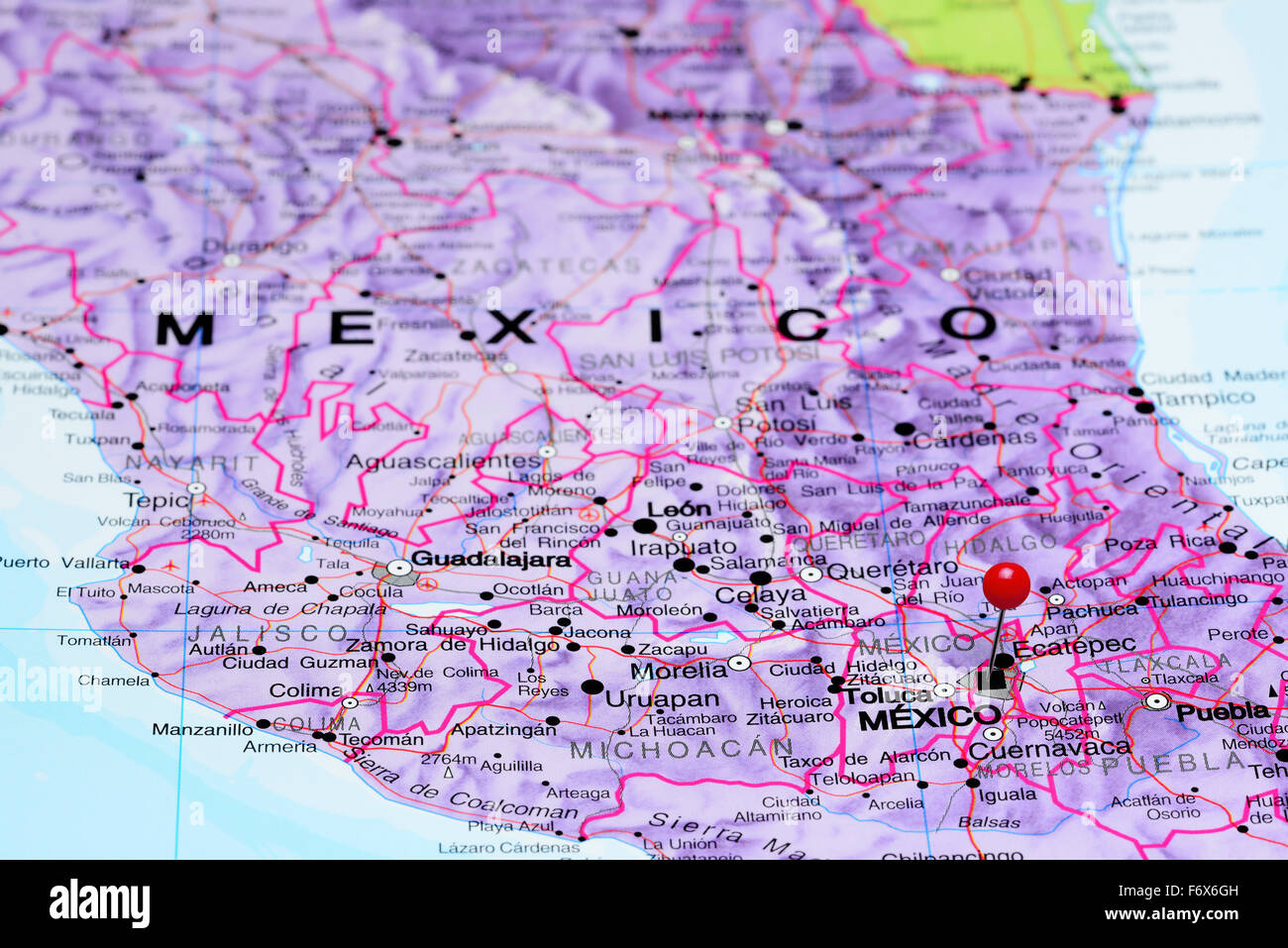 Mexico city pinned on a map of Mexico Stock Photo - Alamy