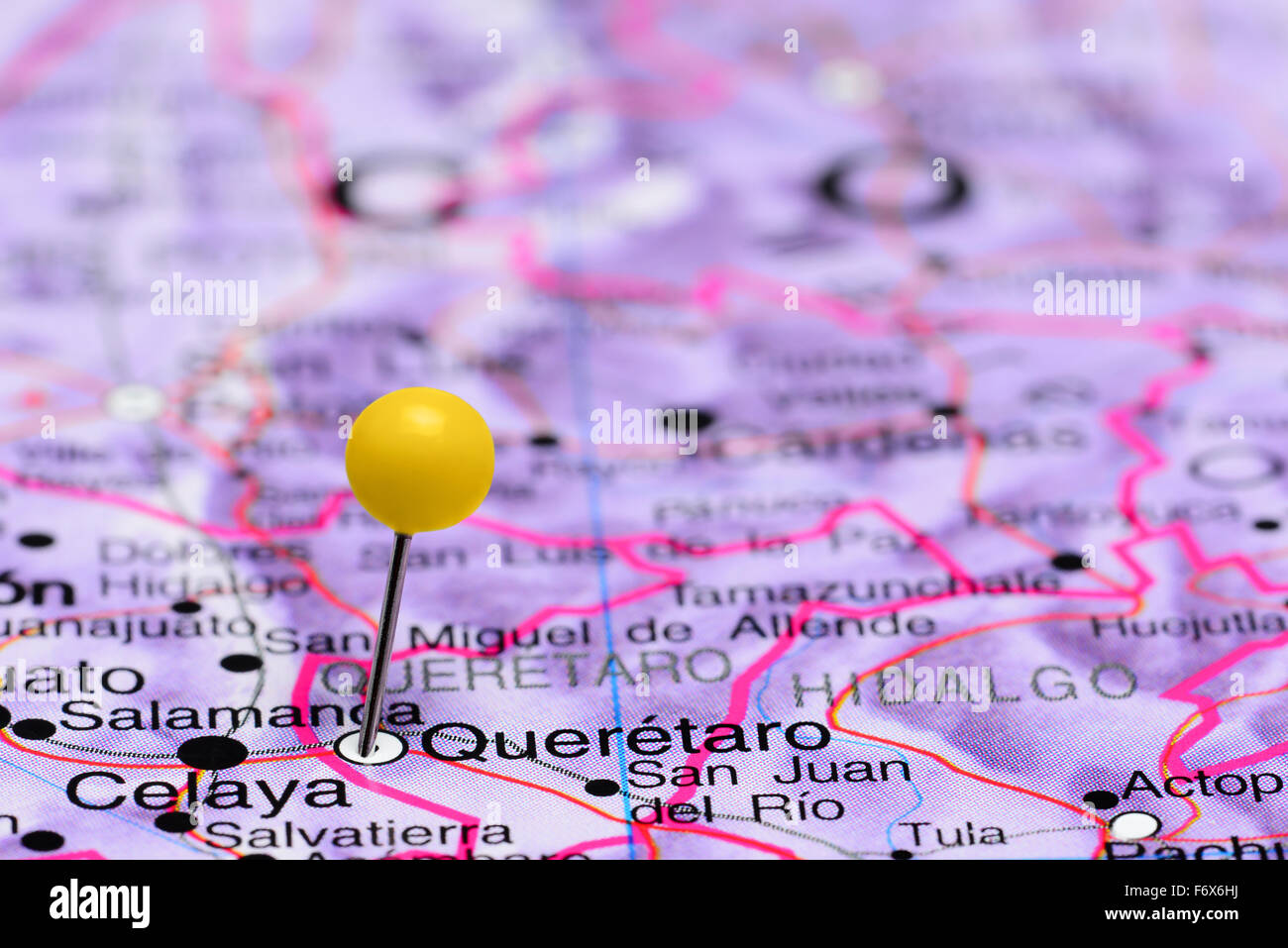 Queretaro pinned on a map of Mexico Stock Photo - Alamy