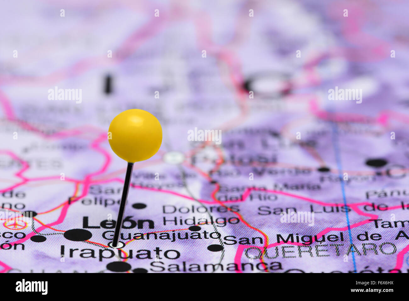Guanajuato pinned on a map of Mexico Stock Photo - Alamy