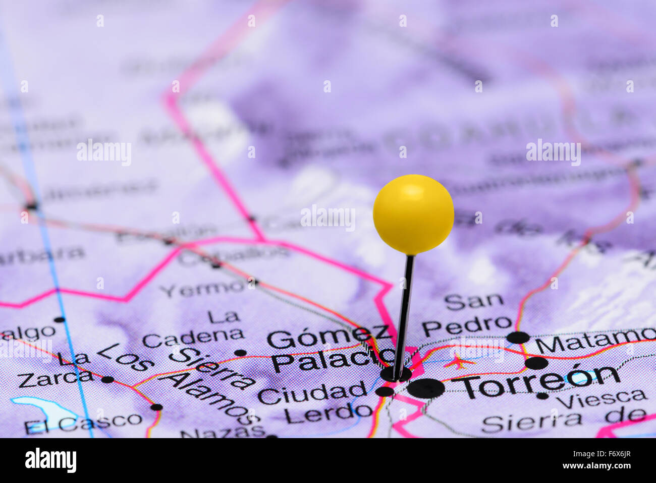 Gomez Palacio pinned on a map of Mexico Stock Photo - Alamy