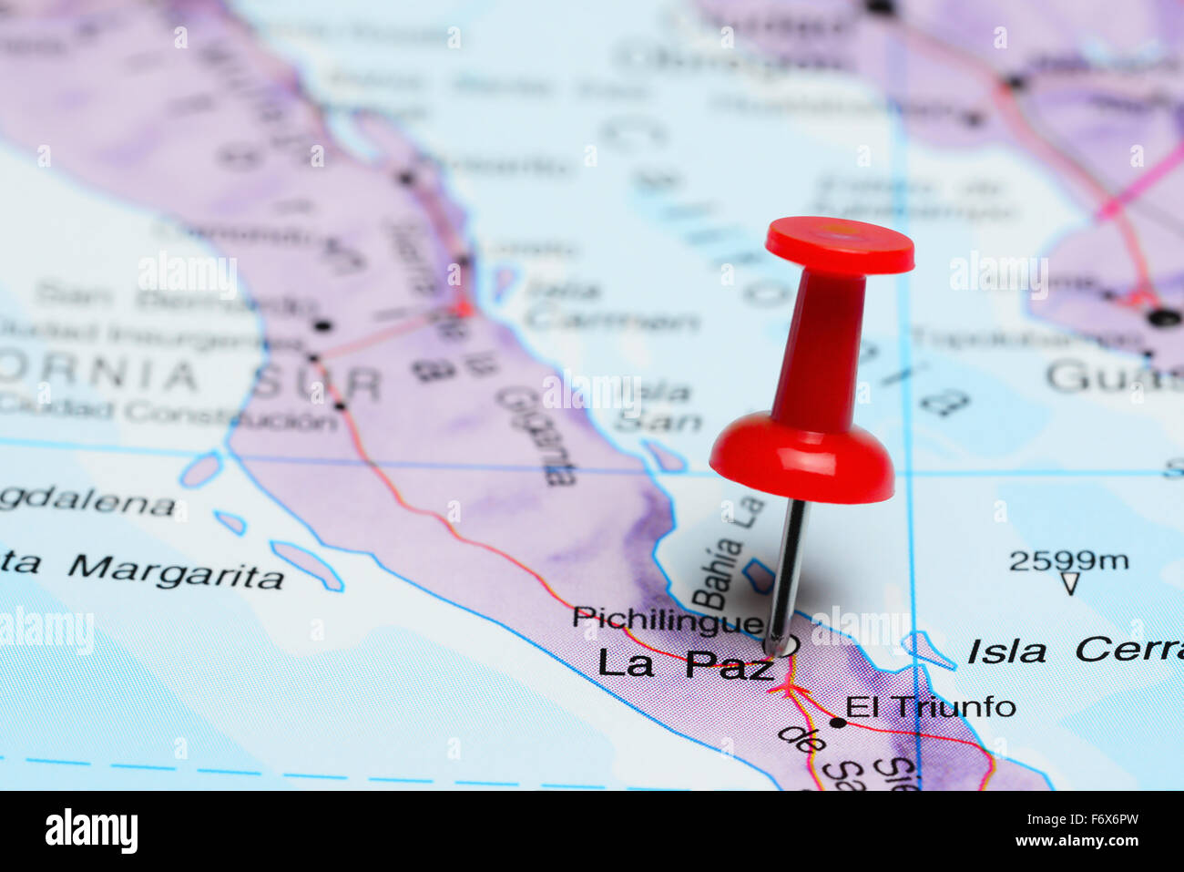 La Paz pinned on a map of Mexico Stock Photo - Alamy