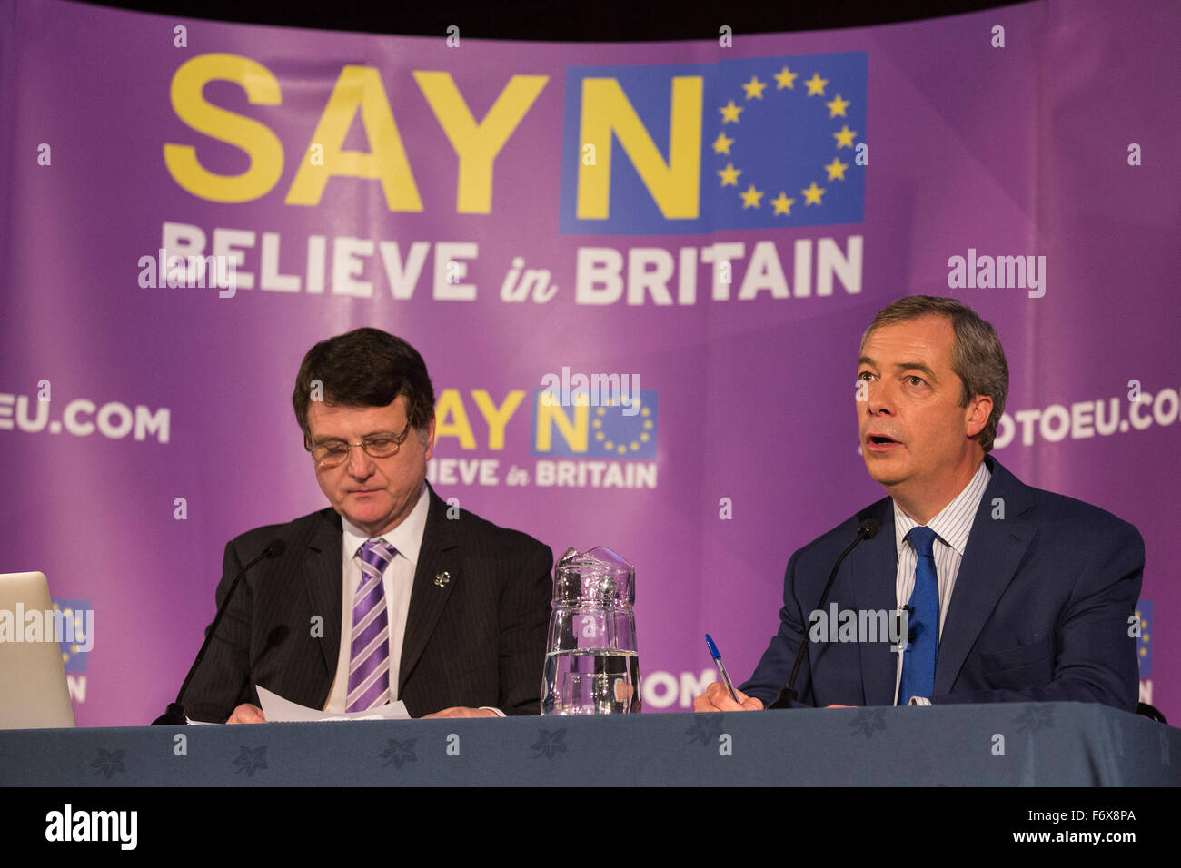 London, UK. 20 November 2015. L-R: Gerard Batten MEP and Nigel Farage ...