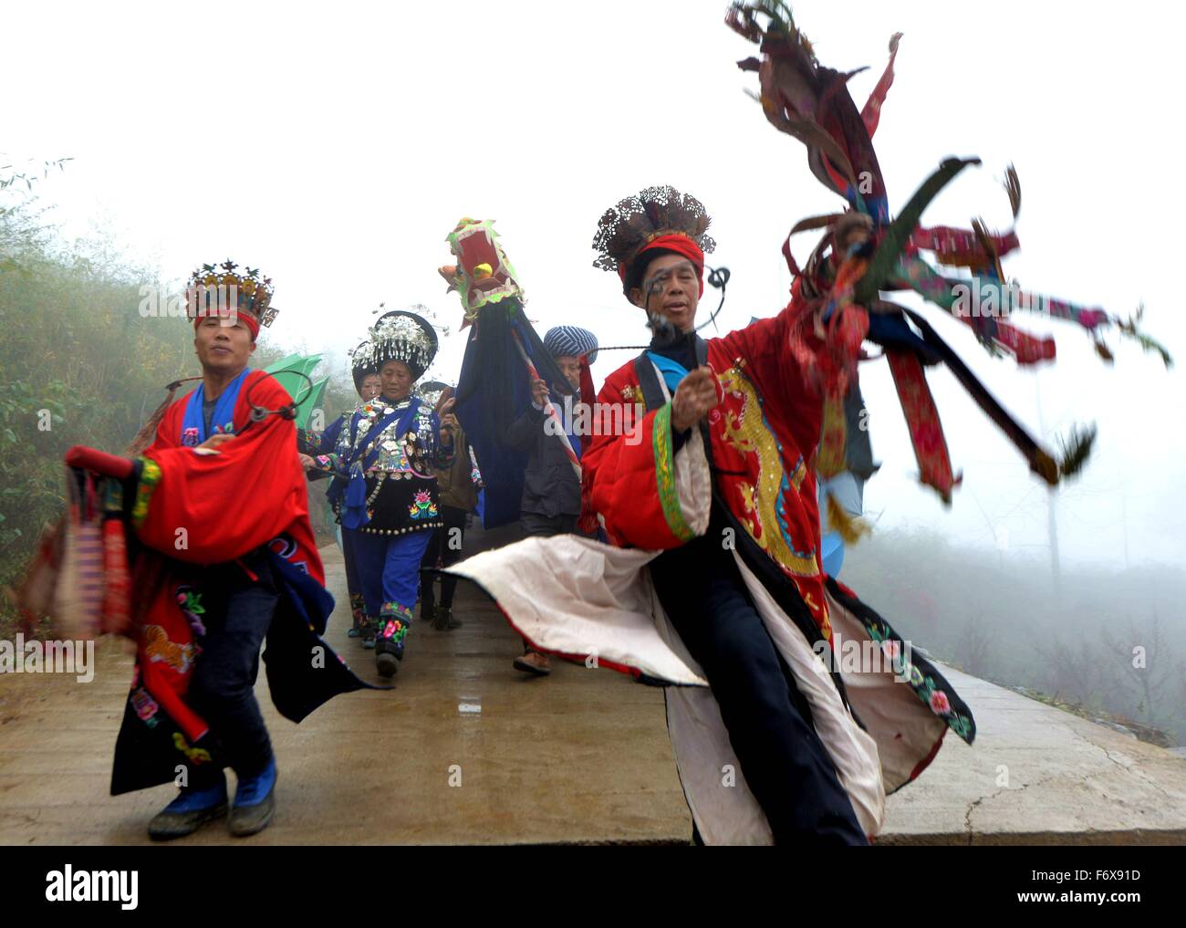 Tongren, China's Guizhou Province. 20th Nov, 2015. Sorcerers dance ...