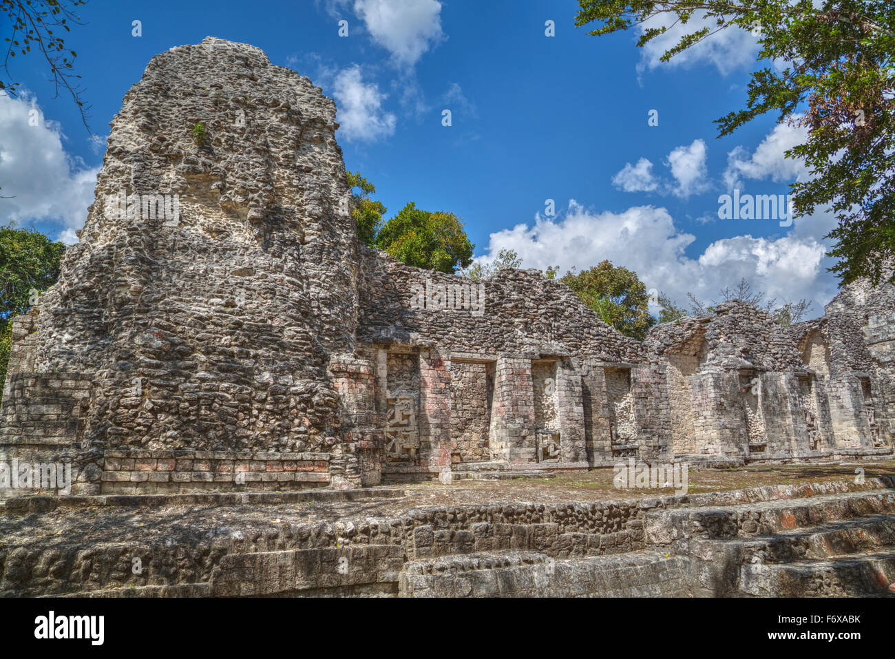 Structure 1, Chicanna Mayan archaeological site, mixture of Chenes and ...