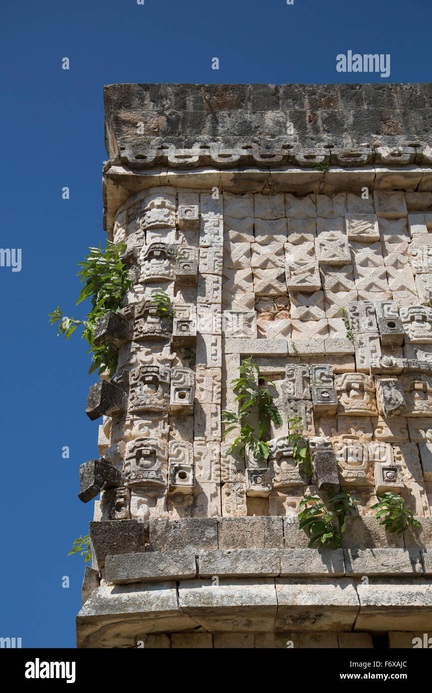 Chac Rain God stone masks, Palace of the Governor, Uxmal Mayan ...