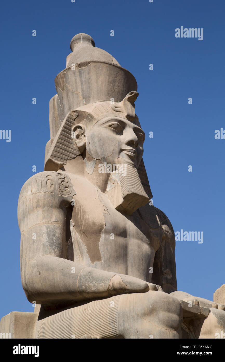 Statue of seated Ramses II, Court of Ramses II, Luxor Temple; Luxor ...