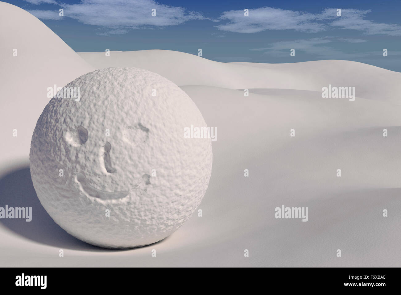 rendered smile snowball on the snowy field Stock Photo - Alamy