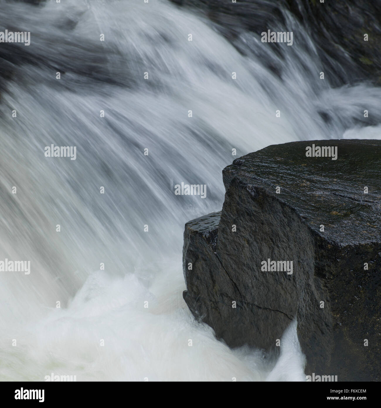 Water rushing over rocks in a river; Kenora, Ontario, Canada Stock ...