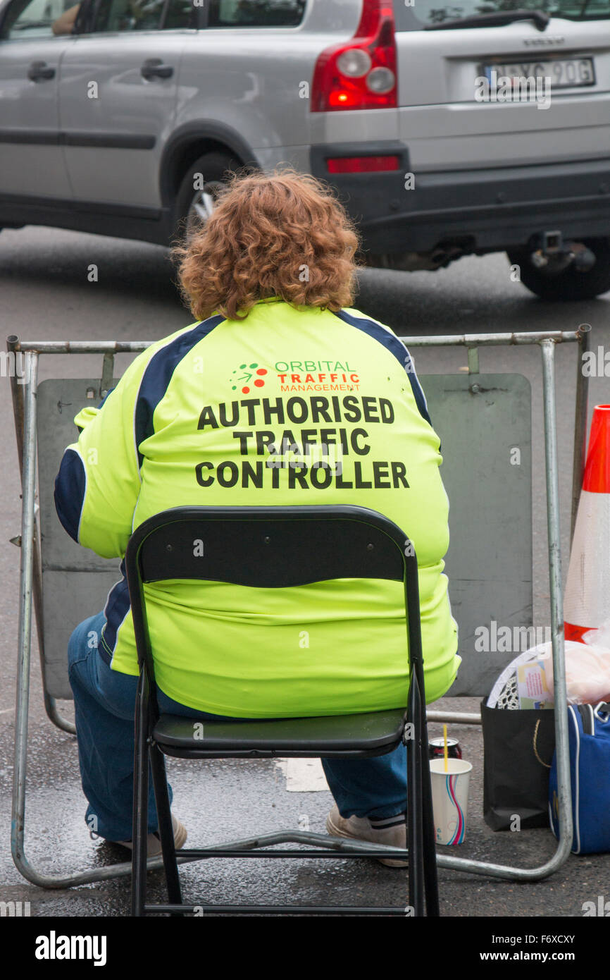 Lady working as an authorised traffic controller, at an event in Sydney ...