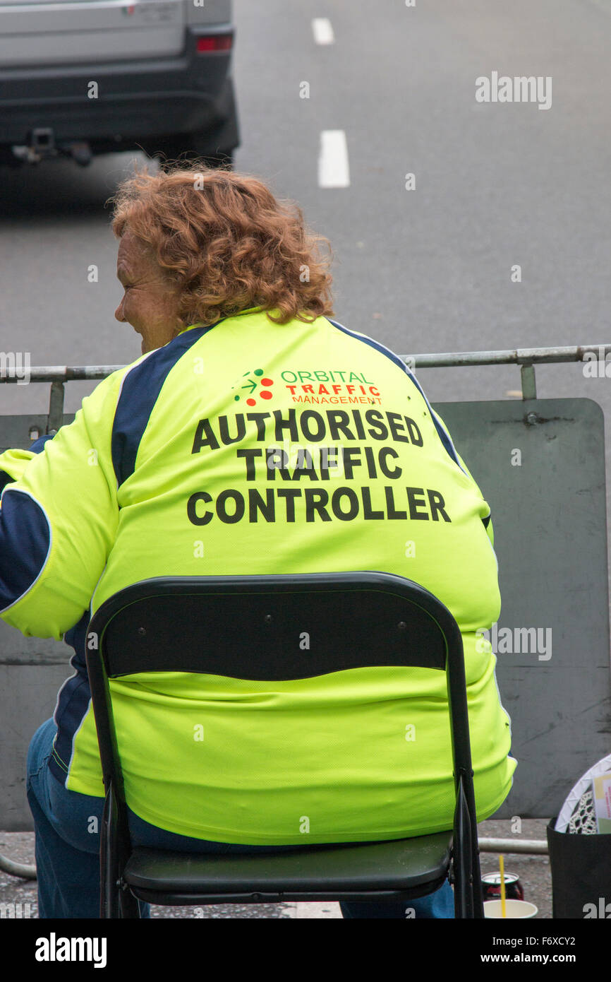 Lady working as an authorised traffic controller, at an event in Sydney ...