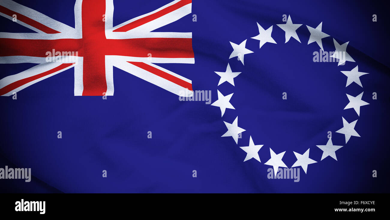 Wavy and rippled national flag of Cook Islands background Stock Photo ...