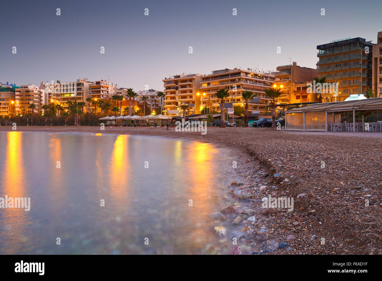 Beach in Palaio Faliro and the seafront of Athens, Greece Stock Photo ...