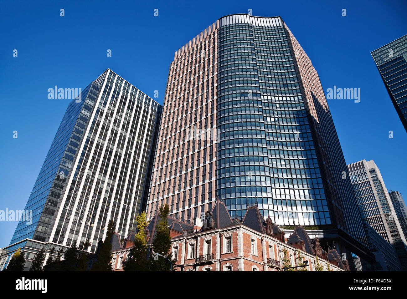 Skyscrapers against a blue sky; Tokyo, Japan Stock Photo - Alamy