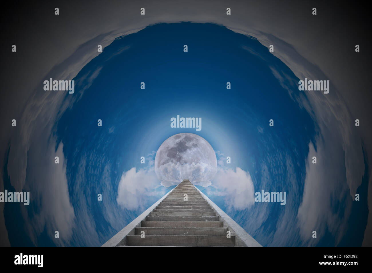 The shortcut to the moon in cloud tunnel Stock Photo - Alamy