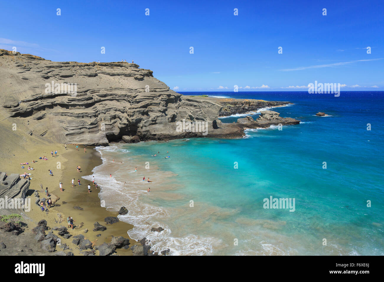 Green Sand Beach, or Papakolea Beach, is a hike from South Point Hawaii ...