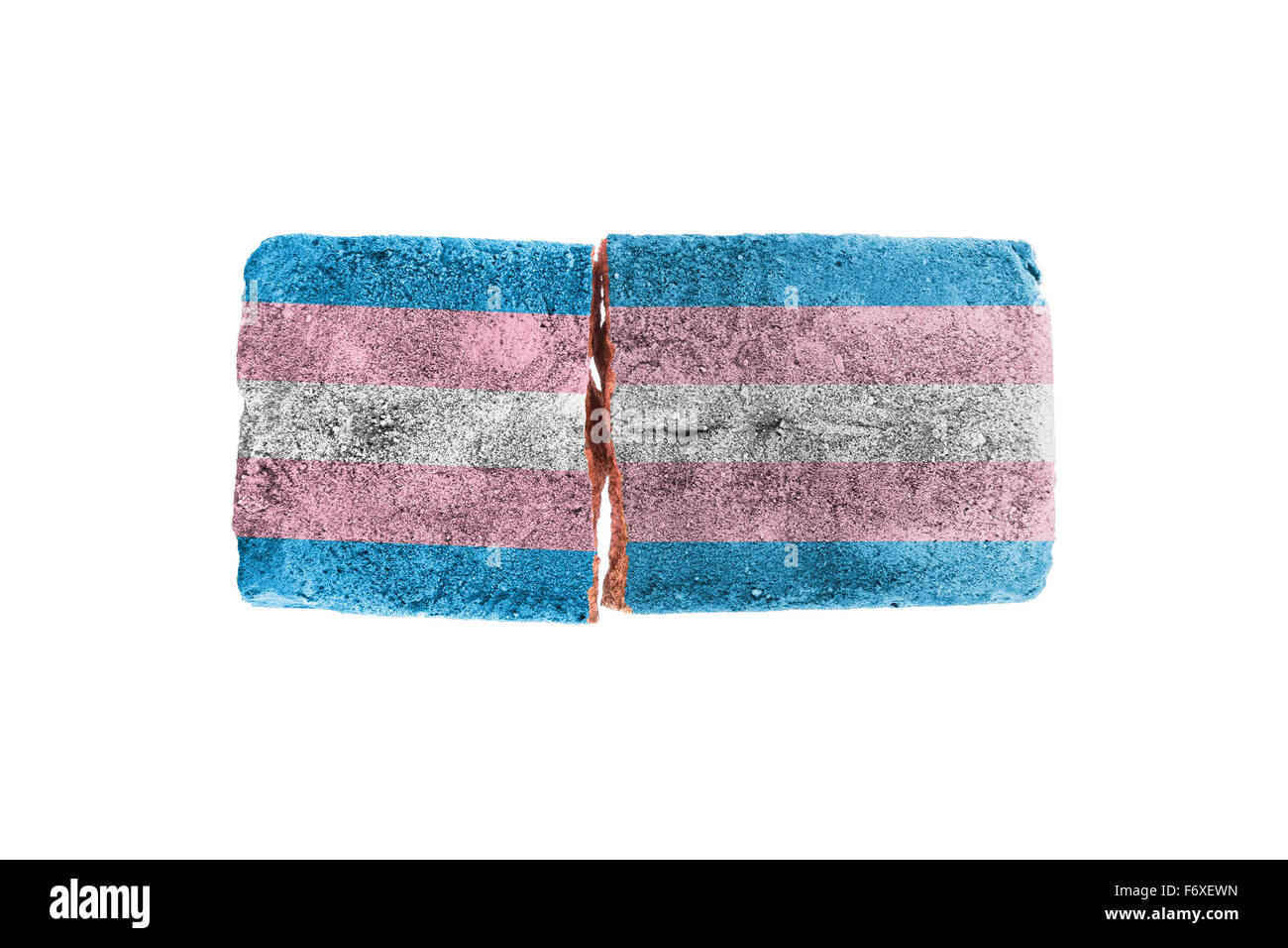 Rough broken brick, isolated on white background, flag of Trans Pride ...