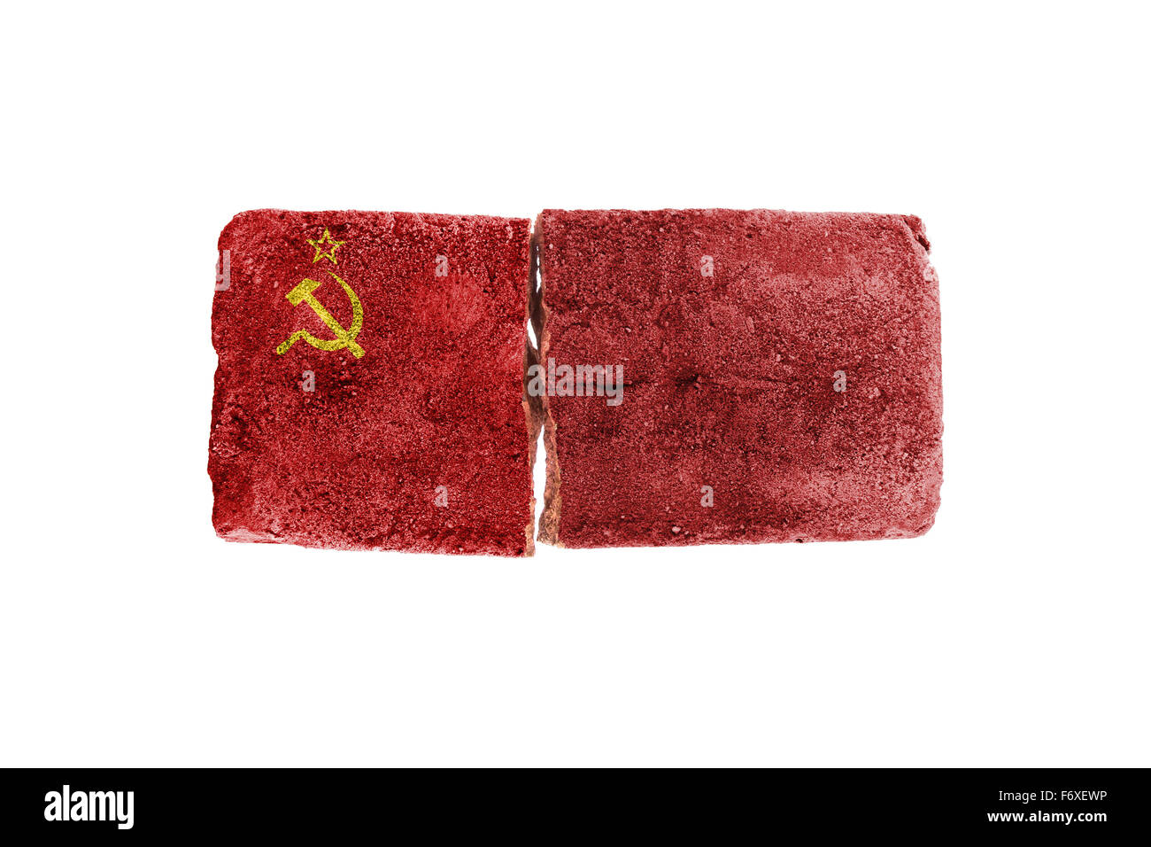 Rough broken brick, isolated on white background, flag of USSR Stock ...