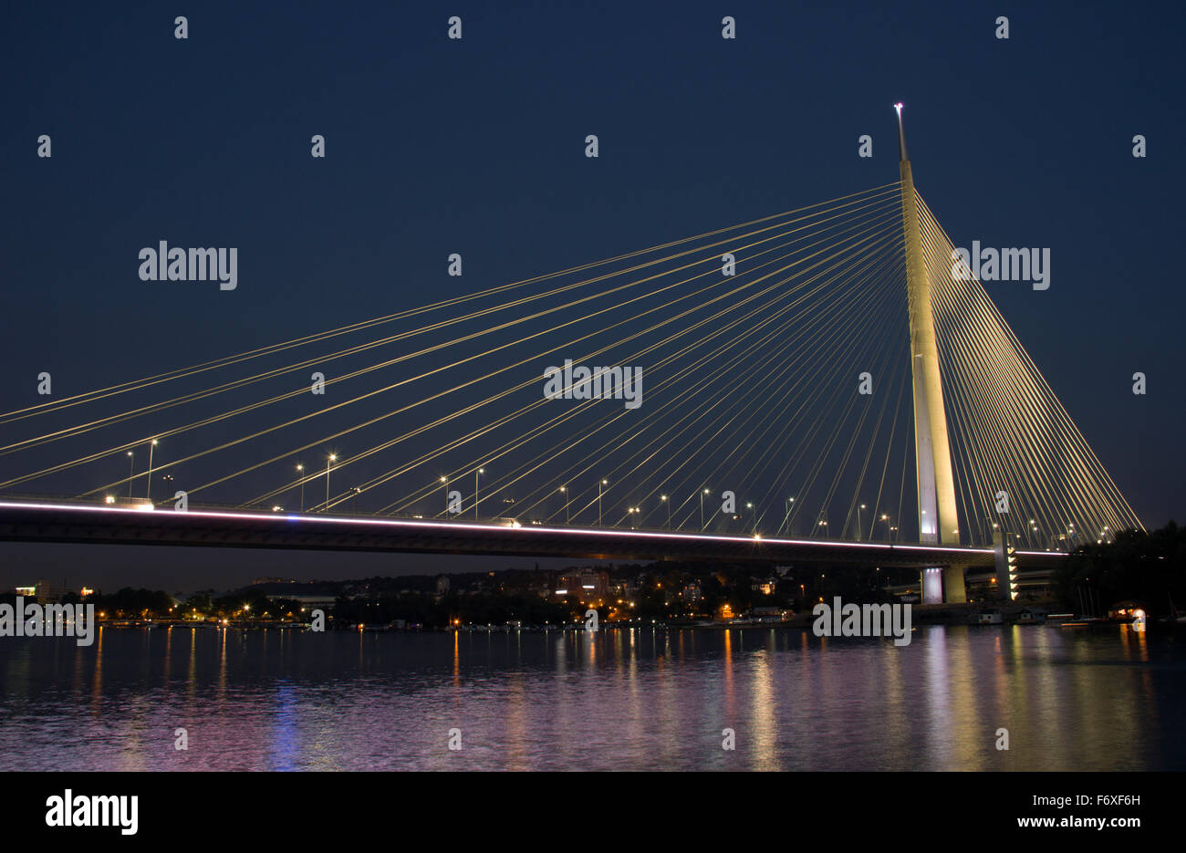 Belgrade, Serbia - Cable bridge, ADA BRIDGE, spanning the Sava river at ...