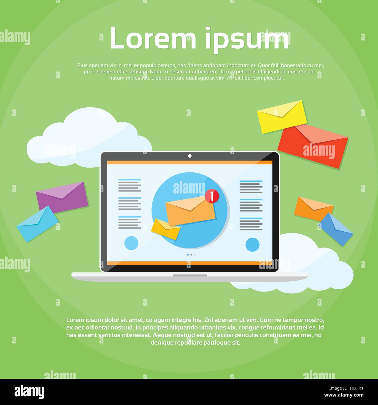 Digital Marketing Email Laptop Envelope Send Business Mail Stock Vector ...