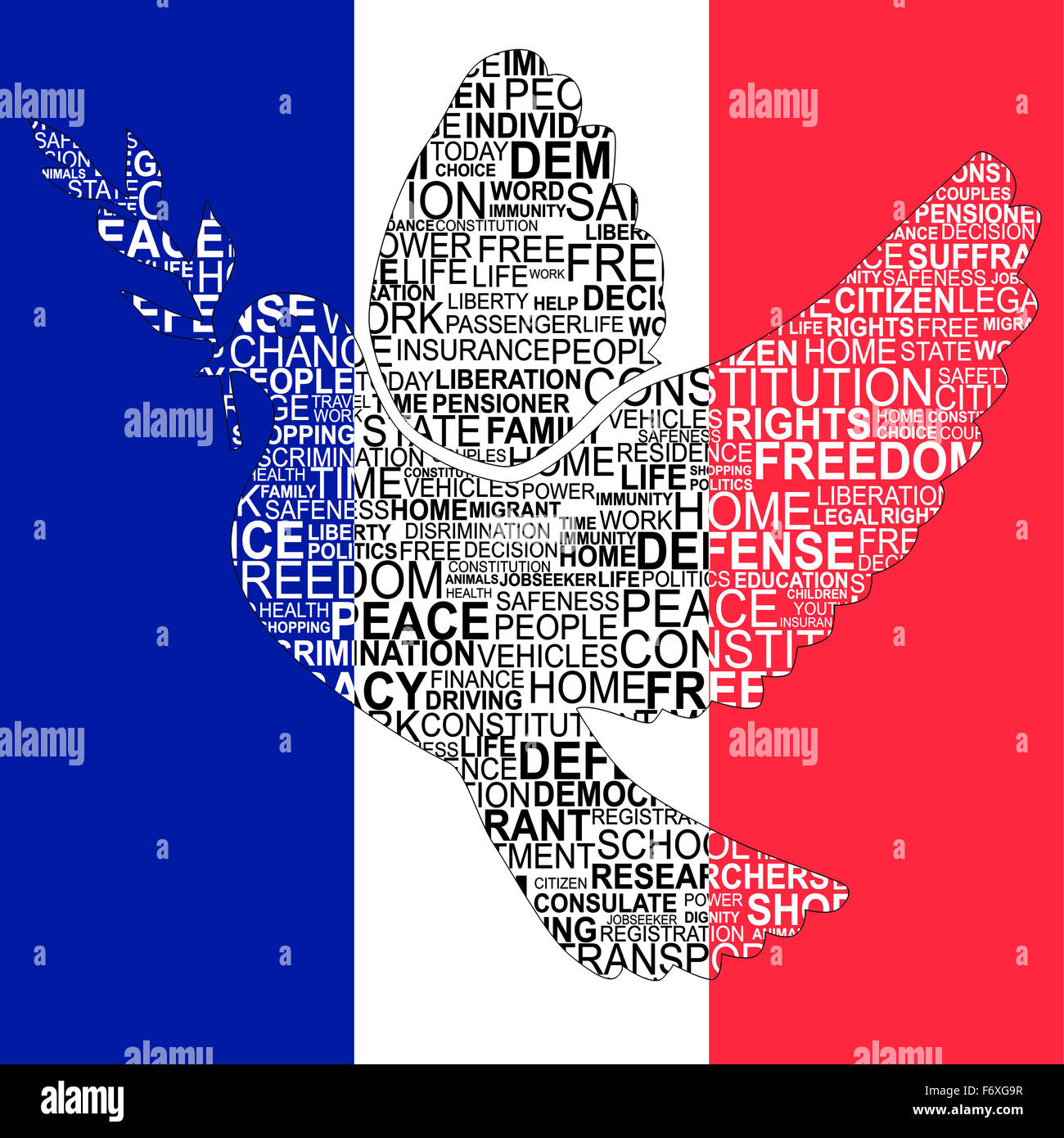 Dove shape for human rights with french flag for background Stock Photo ...